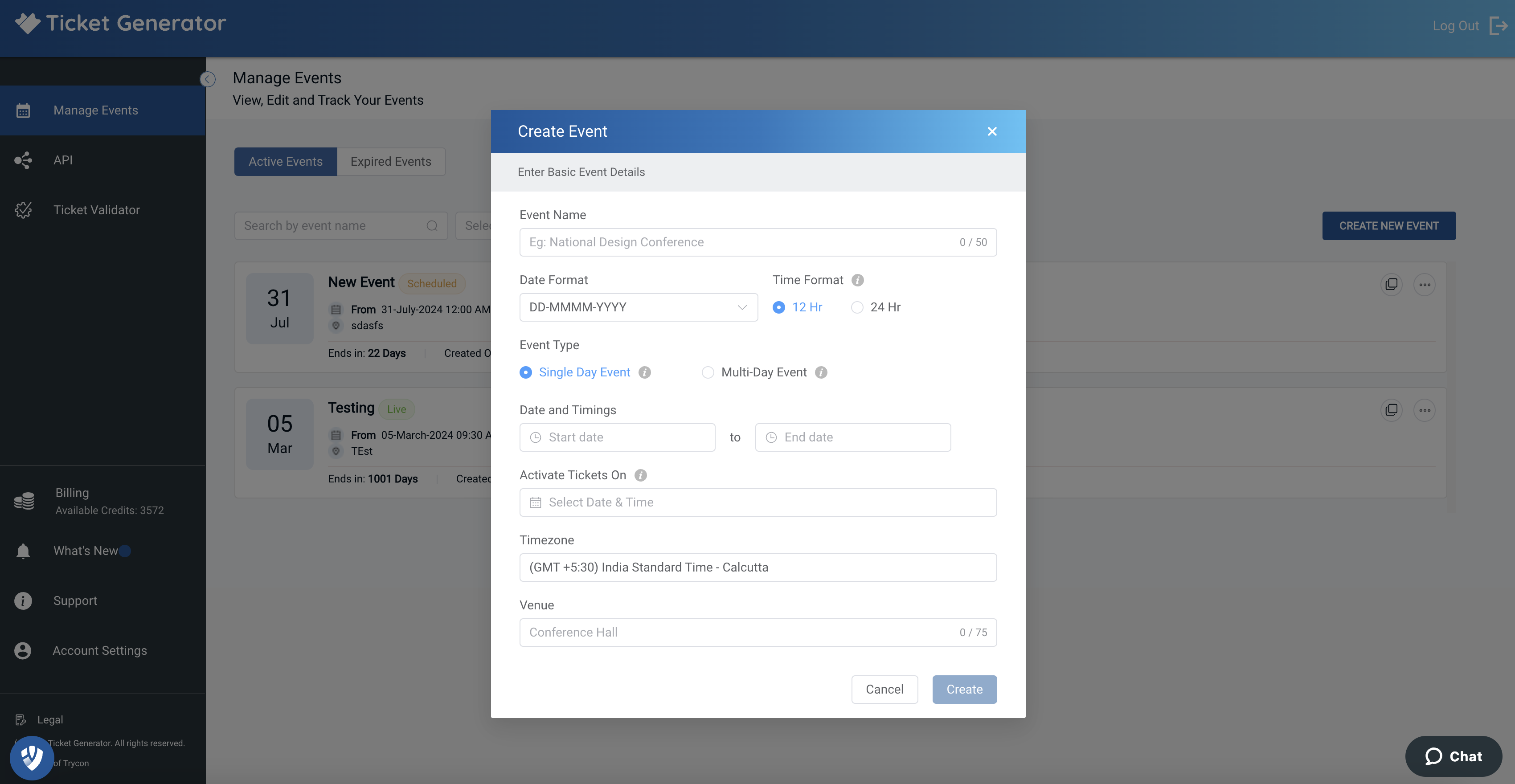 Single Day Event – Ticket Generator
