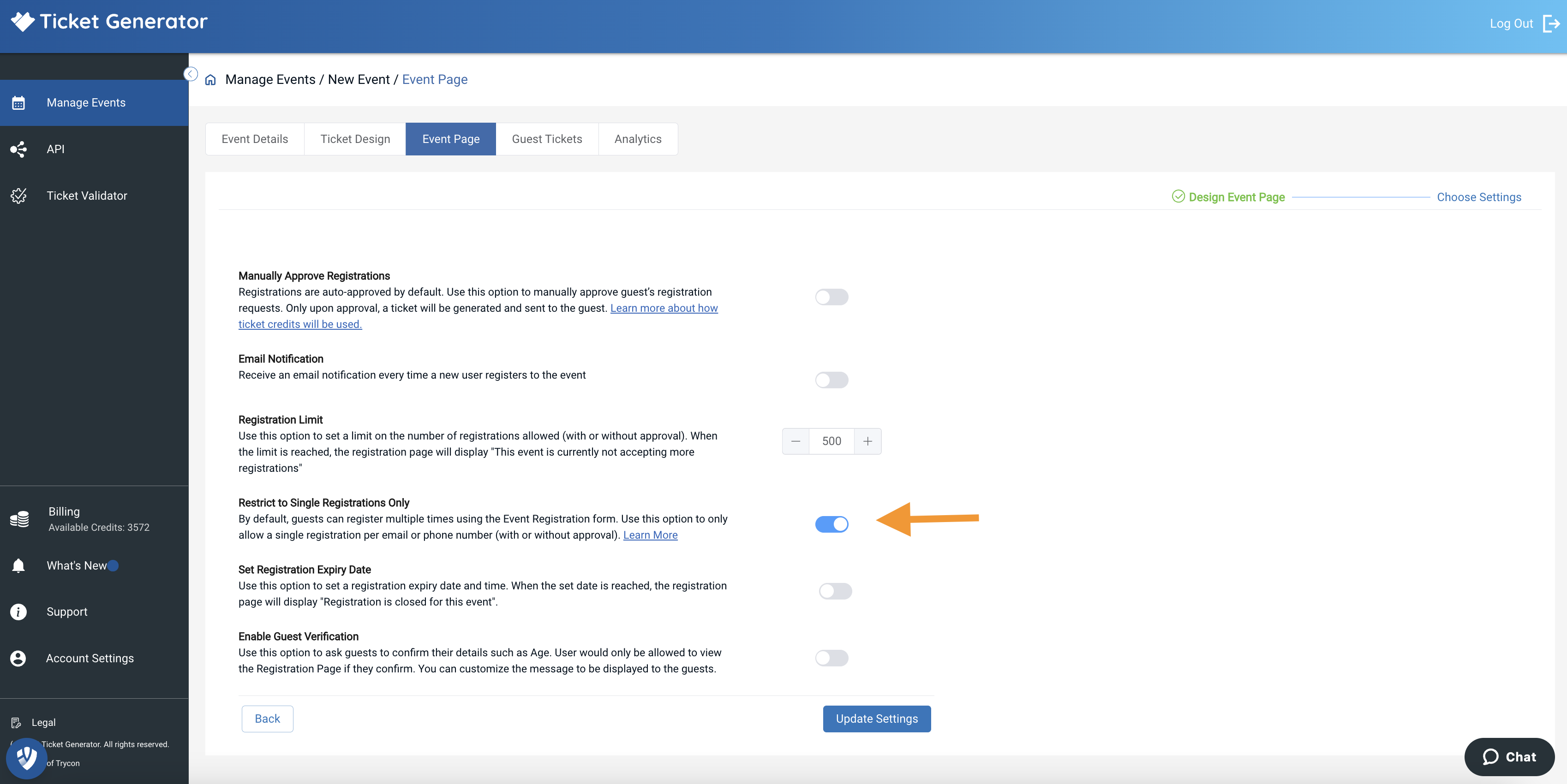 Restrict to Single Registration – Ticket Generator