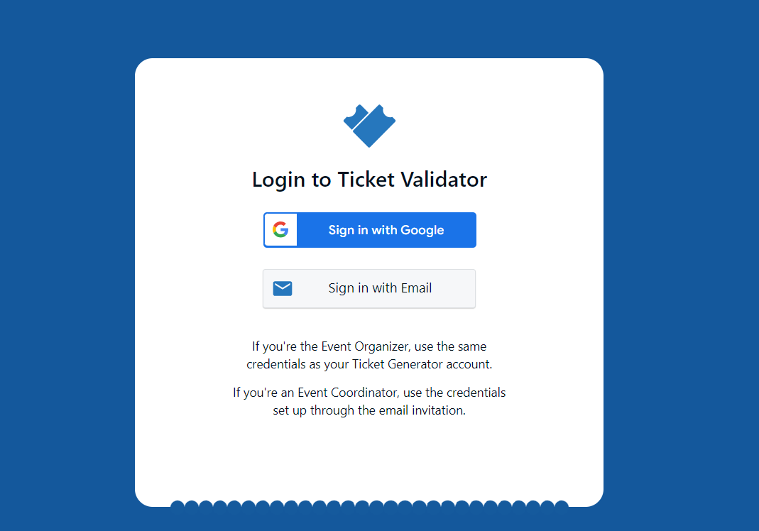 Ticket Validation via Web App – Ticket Generator