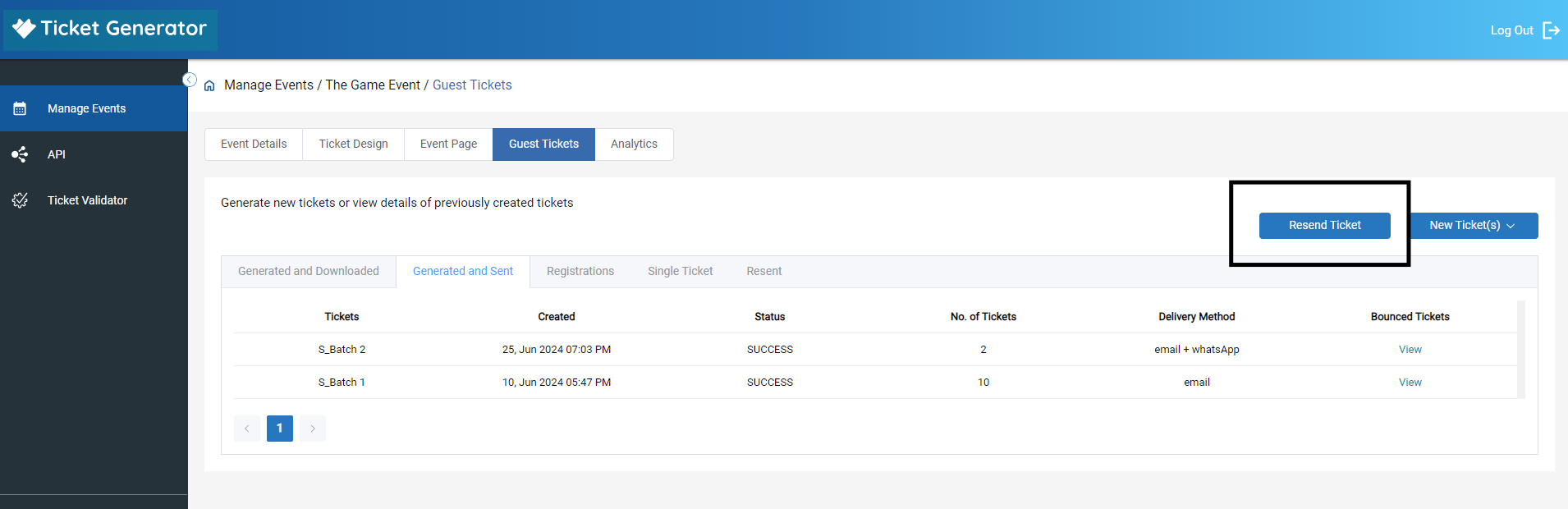 Bounced Tickets – Ticket Generator